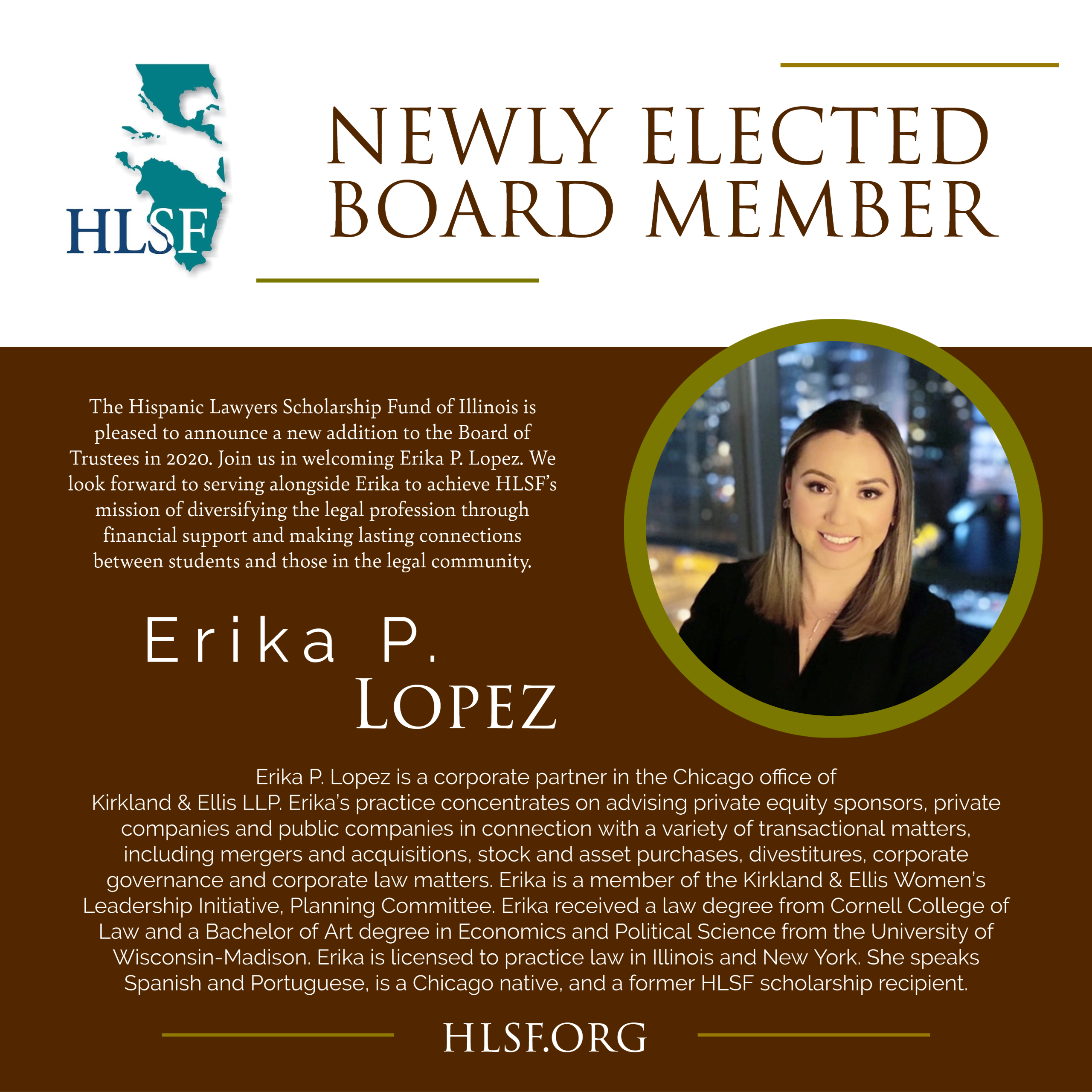 HLSF Welcomes Erika P. Lopez to the Board - Hispanic Lawyers ...